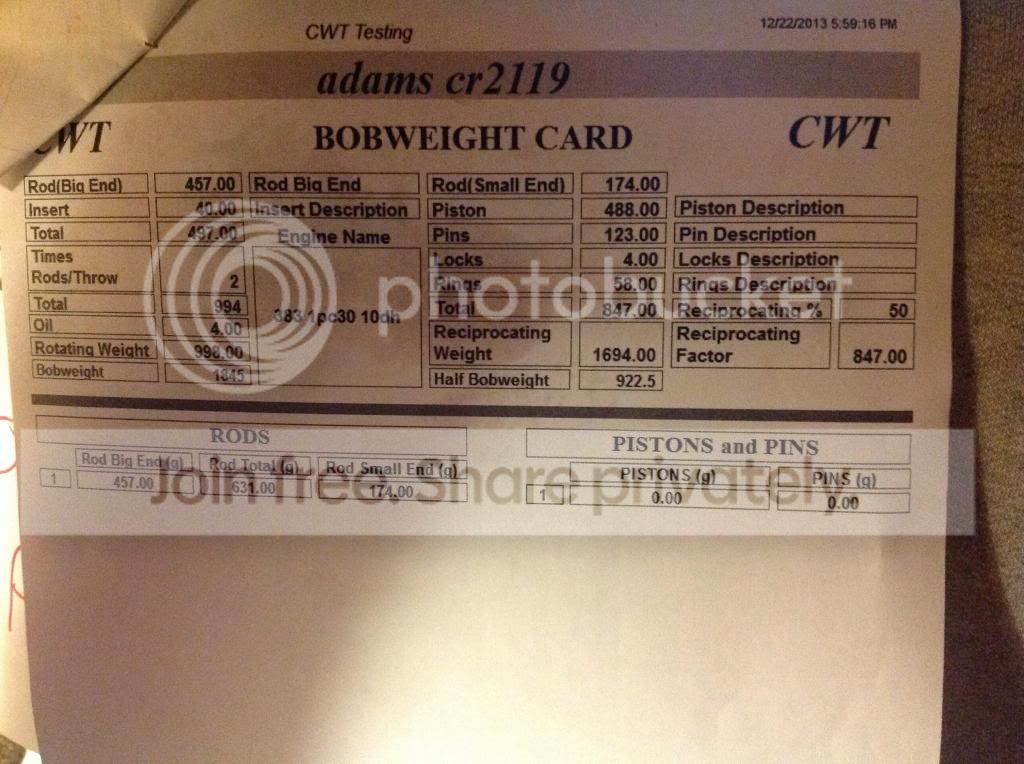 Bob weight card | Team Camaro Tech
